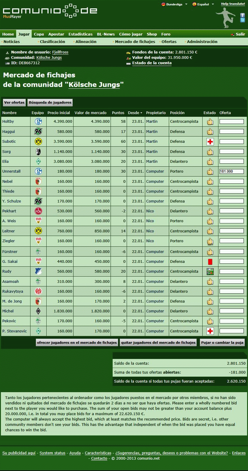 Manager de fútbol COMUNIO, juego de manager, manager de la Bundesliga ...